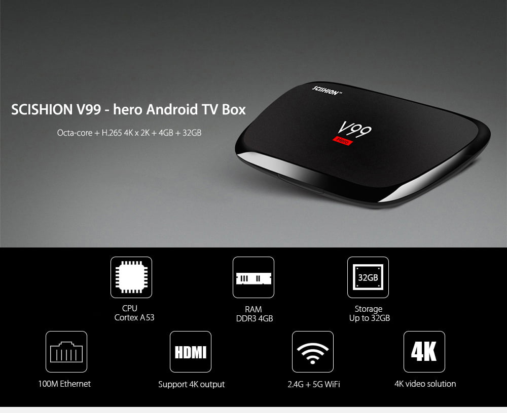 Scishion V99 Hero Android TV Box - TV Box Stop